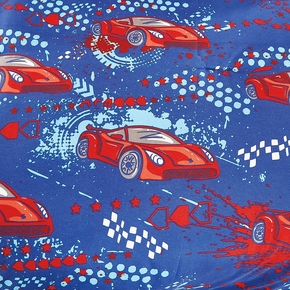 Red Race Cars print Comforter Set for Boys Girls teen, Twin size bedding for race car fan, include comforter fitted sheet, pillow sham and plush car shape pillow (Race Car Red, Twin)