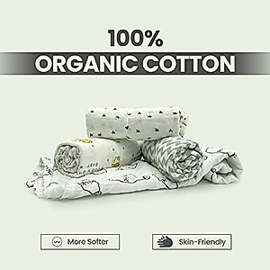 Baby Swaddle Blanket Muslin Silky Soft Blanket Set Breathable for Girls & Boys, Skin-Friendly Baby Receiving Wrap Newborn Gifts, Infant Shower Items, and Toddler Gifts - Pack of 4 (100% Cotton)