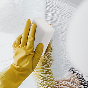 MANCHAP 100 Pack Foam Sponge Cleaning Pads, 3.2 x 2 x 1.2 Inch Lightweight Non-Scratch Scrub Sponge Scrubber Foam Dish Sponges Eraser for Wall, Furniture, Kitchen, Car, White