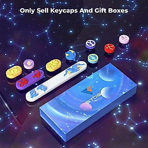 STOGA Keyboard Keycaps Set, Cute Keycaps for 61/87/104 Typewriter Keyboard Round Keycap, Silicone Custom Keycaps Gift Set for Home/Girl to DIY Gaming Keyboard-Only Keycaps&Gift Box(12 Constellations)