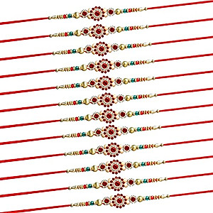 TIED RIBBONS Rakhi for Brother (Set of 12) | Bro Rakhi with Card | Rakhi for Bhaiya | Roli Chawal - Raksha Bandhan Rakhi Bracelet for Brother Rakhi Set | Bhai Rakhi Thread | Rakhi Set for Brother