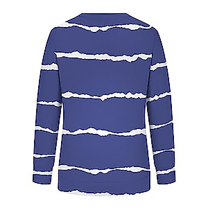 ysgfhgjw Long Sleeve Shirts for Women Crewneck Stripes Color Block Casual Blouses Pullover Comfy Loose Casual Tunics 2023