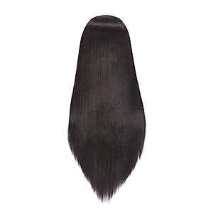 Hairingrid 26"-28" Mannequin Head Hair Styling Training Head Manikin Cosmetology Doll Head Synthetic Fiber Hair and Free Clamp Holder (Black-)