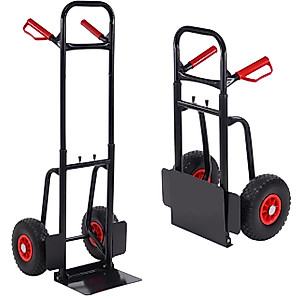 Elevon Folding Hand Truck and Cart, Utility Dolly Platform Cart with Telescoping Handle 2 Wheels, 220 LB Heavy Duty Hand Cart for Luggage, Travel, Moving - Black