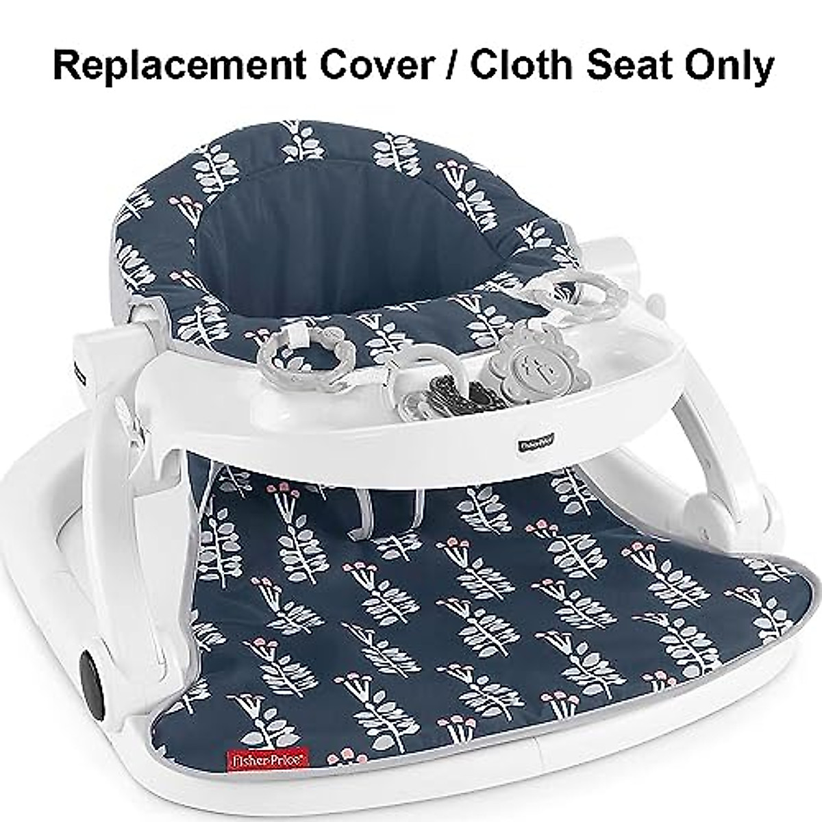 Replacement Part for Fisher-Price Sit-Me-Up Floor Seat - GMD19 ~ Replacement Cover/Cloth Seat ~ Dark Blue with White Flowers