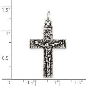 Auriga Fine Jewelry Sterling Silver Antiqued Squared Cross Crucifix Pendant Gift for Women
