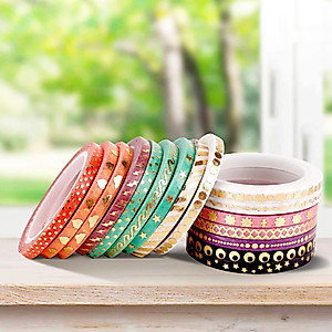 NANYNNU Cute 48 Rolls Washi Tape Set,Foil Gold Thin Decorative Masking Washi Tapes,3MM Wide DIY Paper Tape for DIY Craft Scrapbooking Gift Wrapping Planner