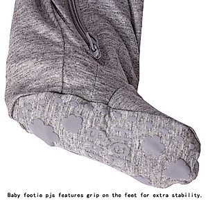 GUISBY Baby Boy Rayon Pajamas 2 Way Zip Front, Sleep and Play Footies Long Sleeve Grey Pjs Jumpsuit Black-Grey-0-3