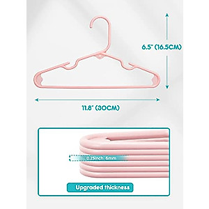 Smartor Pink Plastic Baby Hangers 60 Pack, Durable Kids Hangers with Dividers, Space Saving Baby Clothes Hangers for Closet, Cute Baby Hangers for Nursery, Clothing Hangers for Infant, Baby, Kids
