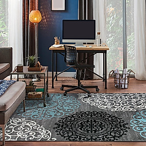 Rugshop Contemporary Modern Floral Perfect for high Traffic Areas of Your Living Room,Bedroom,Home Office,Kitchen Area Rug 5'3" x 7'3" Gray