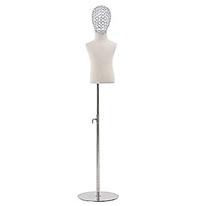Tailors Dummy Mannequins Child Mannequin Tailors Dummy Model Adjustable Height Body Manikins Round Base Clothes Display Rack Window Display High-end People Table Clothing Store Dressform Mannequin