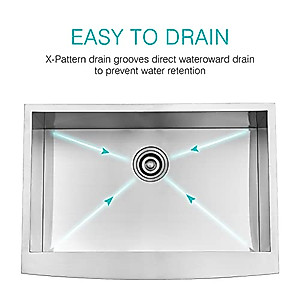 JASSFERRY Farmhouse Apron-Front Kitchen Sink Pull-Down Kitchen Faucet Combo 16-gauge Stainless Steel 30-inch Rounded Curved Undermount Sink