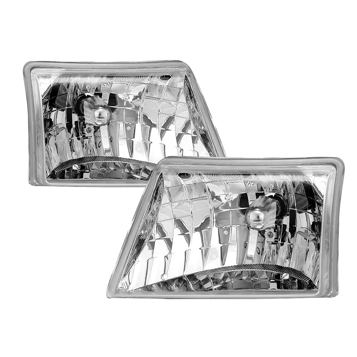 AmeriLite Crystal Replacment Headlights Pair For 1998 1999 2000 Ford Ranger Pickup - Passenger and Driver Side