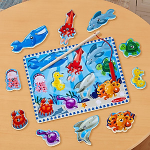 Melissa & Doug Magnetic Wooden Fishing Game and Puzzle With Wooden Ocean Animal Magnets