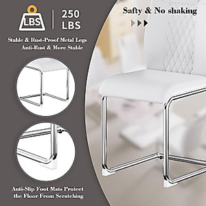 Baysitone Modern Dining Chairs Set of 4, White Dining Room Chairs, Metal Kitchen Chairs with Leather Padded Seat High Back, Chairs for Dining Room, Kitchen, Living Room