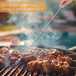 GEEHUA Extendable Fork Spoon, Telescopic Fork and Spoon Set Stainless Steel Long Fork Retractable Dining Spoons Expandable Extension Fork Spoon for BBQ Fruit Dessert Extender to 25.2"