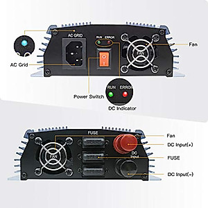 Marsrock 1300W Grid Tie Inverter 50Hz/60Hz Auto 20-50VDC to 90~140VAC Pure Sine Wave Inverter for Max 1500W Solar or Wind Power Input (Blue)