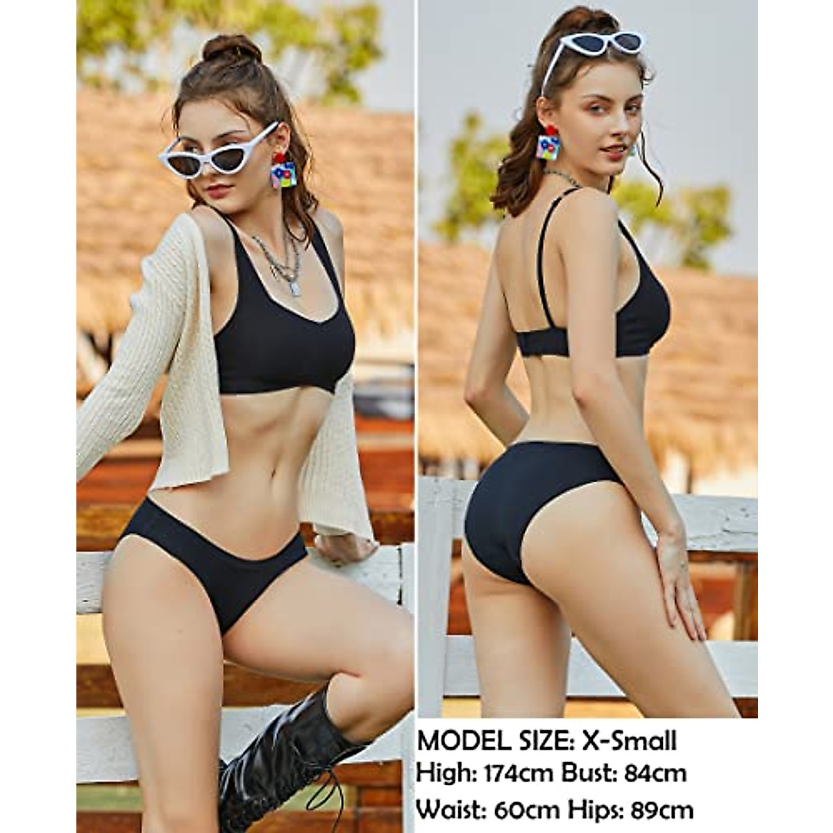 Knowyou 6 Pack Seamless Underwear for Women Sexy No Show Bikini Panties High Cut Hipster Breathable Stretchy Soft Briefs for Ladies