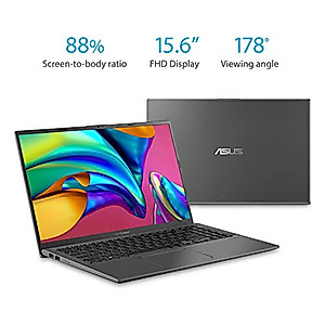 ASUS Vivobook 15 Thin and Light 15.6” FHD, AMD Quad Core R3-3200U CPU, 8GB DDR4 RAM, 128G SSD, AMD Radeon Vega 3 Graphics, Windows 10 in S Mode, F512DA-DB34, Slate Gray