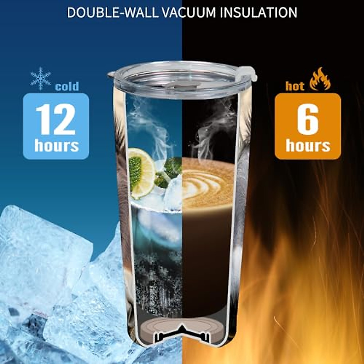 QWEUIOP 20oz Insulated Travel Coffee Mug Two Funny Donkeys Stainless Steel Tumbler with Lid Double Wall Vacuum Coffee Cup For Hot and Cold Drinks13957