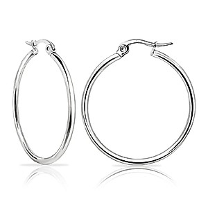 Hoops & Loops - Sterling Silver 30mm High Polished Click Top Hoop Earrings in Sterling Silver
