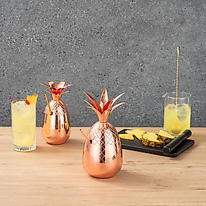 Restaurantware 24-OZ Pineapple Drink Tumbler: Perfect for Bars Restaurants and Catered Events - Copper Drink Cup with Silver Stainless Steel Interior Lining and Straw Slot - 1-CT