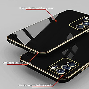 Tiwinxing Compatible with Oppo Reno 6 Pro Case for Women Men, Ultra Thin Oppo Reno 6 Pro Phone Case Silicone Cute Shockproof Plating Electroplate Soft Cases Cover (Black)