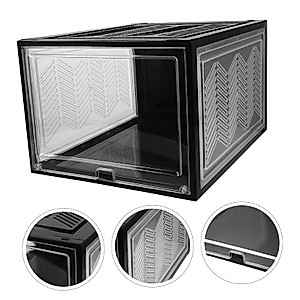 EXQUIMEUBLE 2pcs Boxes Foldable Shoe Box Sneakers Shoe Stand Shoes Shoe Containers Shoe Rack Organizer Shoe Rack for Closet Shoe Boxes with Lids Shoe Storage Clamshell Plastic Large Showcase