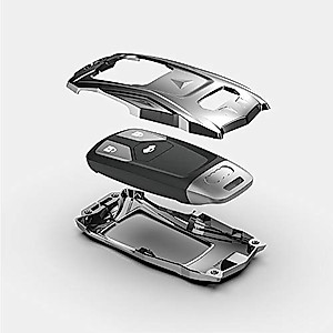 K LAKEY Car Key Fob Cover,Compatible with Audi Remote Key A4 RS4 A5 F5 S5 RS5 A6 A7 C8 A8 Q5 FY Q7 4M TT TTS TTRS R8 Smart Keyless Entre Key Fob,Armor Key Fob Case Protector Jacket with Buckle Black