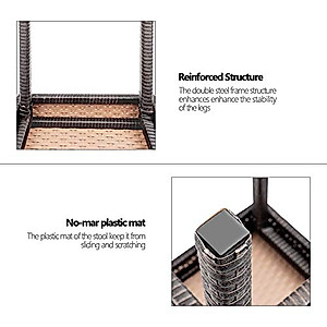 Flamaker Brown Wicker Barstool Outdoor Patio Furniture Bar Stools Set of 2 Height Bar Chairs High Backless Stools Rattan Dining Chairs