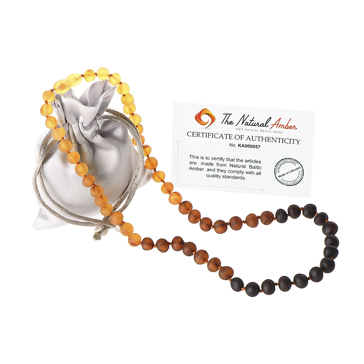 Baltic Amber Necklace - Adult Raw Amber Bead Necklace - Rainbow Pattern Unpolished Amber Beads - Multiple Lengths, Baltic-Amber, baltic-amber