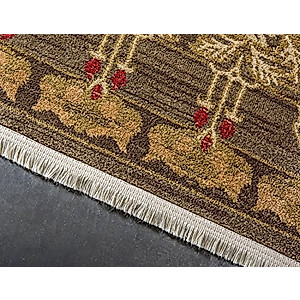 Unique Loom Edinburgh Collection Classic Oriental Traditional French Country Inspired Border Design Area Rug, 5 x 8 ft, Brown/Beige