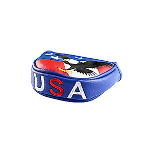 Myartte Eagle Golf Head Cover Mallet Putter Cover Magnetic Closure Fit All Heel Shafted Putter (Blue Eagle)