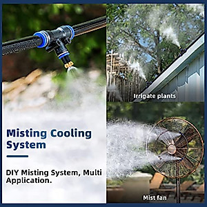79FT 24M Misting Cooling System Misting Line + 24 Mist Nozzles + 1 Adapter Outdoor Water Mister Kit for Patio Greenhouse Garden Fan Trampoline Waterpark