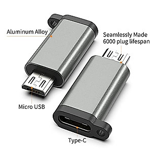 USB-C to Micro USB Adapter, 3-Pack USB Type C Female to Micro USB Male Converter USB C to Micro B 2.0 Charge & Data Sync Compatible with Samsung Galaxy S7 S6 J7 Note 5 Kindle Ps4 and More -Grey