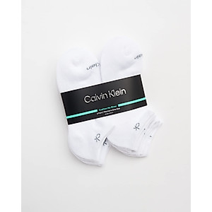 Calvin Klein Women's Athletic Socks - Cushion No Show Socks (6 Pack), Size 4-10, White