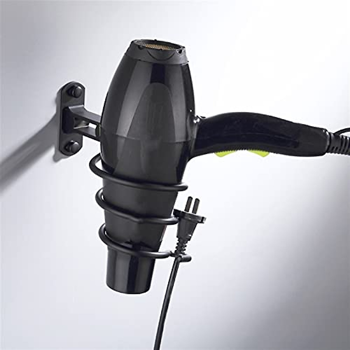 Wall-Mounted Hair Dryer Rack Space Aluminum Matt Black Bathroom Storage Bracket for Kitchen Or Bath Hanging Towel Rod Towel Hold