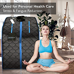 SereneLife AZSLISAU10BK Infrared Home Spa One Person Sauna with Heating Foot Pad and Portable Chair, Black