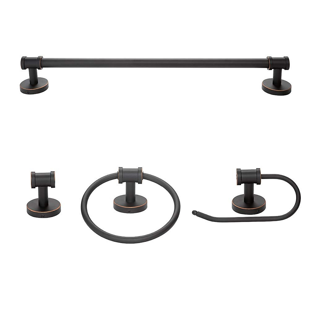 Globe Electric 51415 5-Piece All-in-One Bathroom Accessory Set, with Vanity, Bronze, 3-Light Vanity Light, Seeded Glass, Towel Bar, Towel Ring, Robe Hook, Toilet Paper Holder, Home Improvement