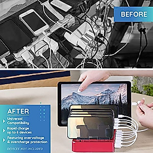 Hercules Tuff Charging Station with 6 Cables - Pink