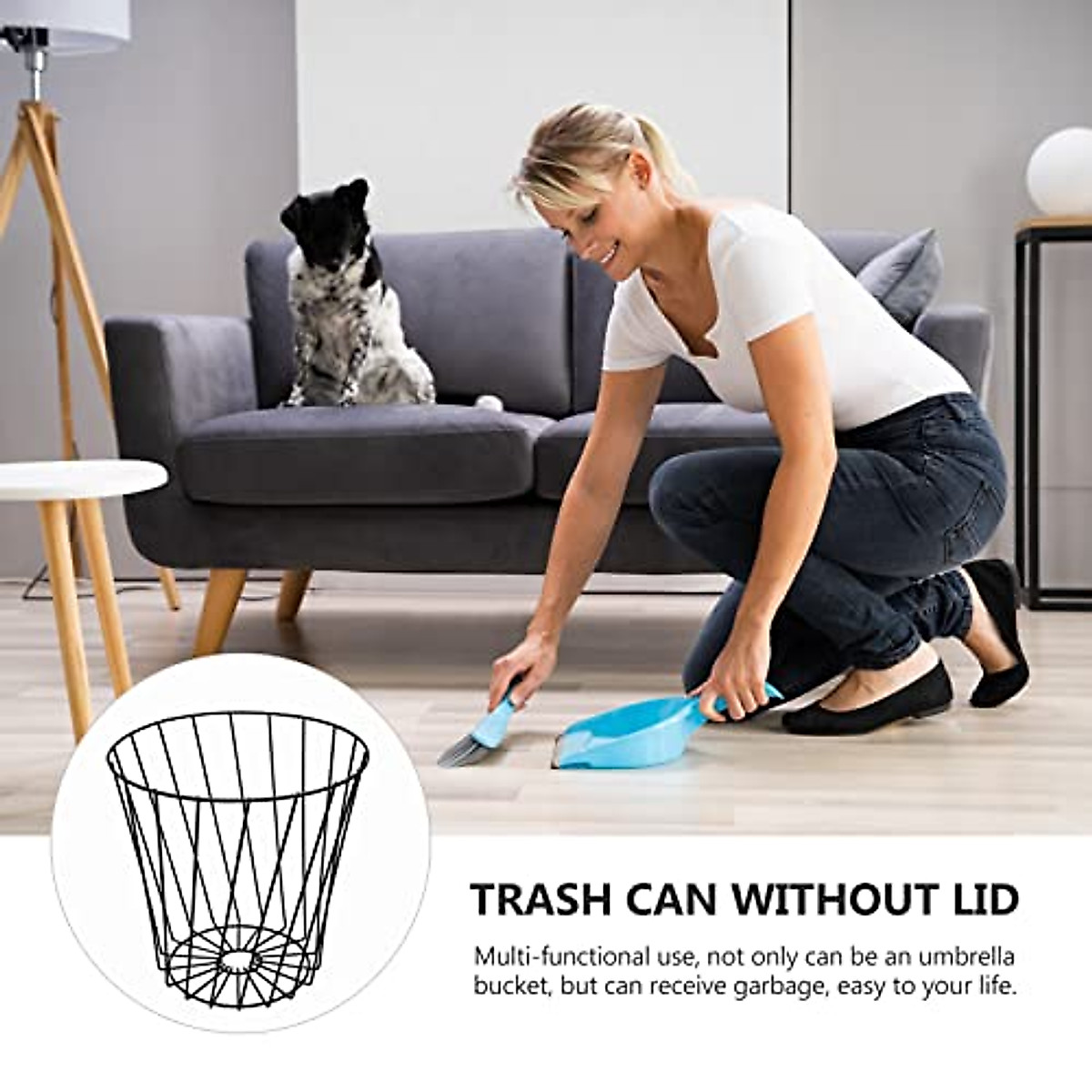 Zerodeko Mesh Wire Garbage Can Black: Litter Trash Bin Round Open Top Wastebasket Home Office Rubbish Trash Basket Recycling Bins