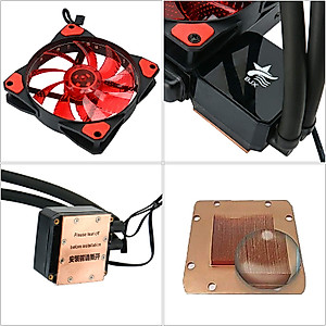 YaeCCC LED Liquid CPU Cooler Water Cooling System Radiator 120mm with Fan for Inter AMD