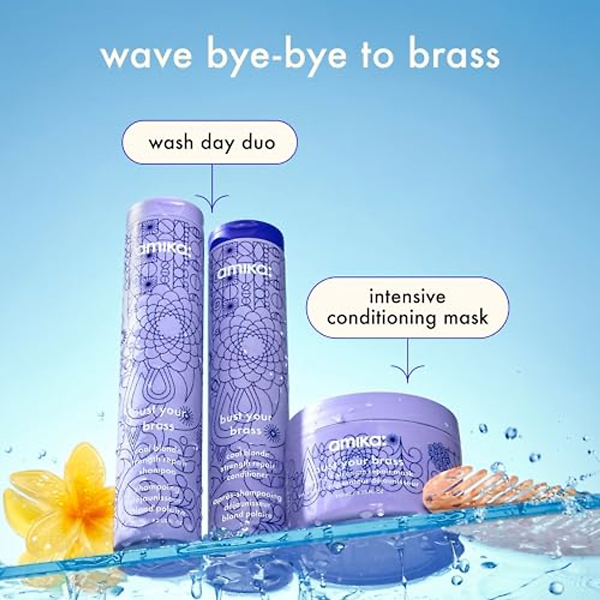 amika bust your brass toning + strength repair mask, 250ml