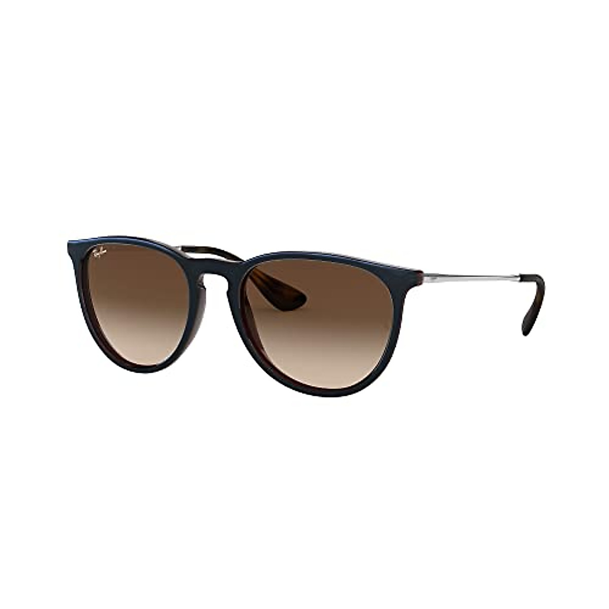 Ray-Ban RB4171 Erika Round Sunglasses, Mirror Blue On Light Brown/Brown Gradient Dark Brown, 54 mm