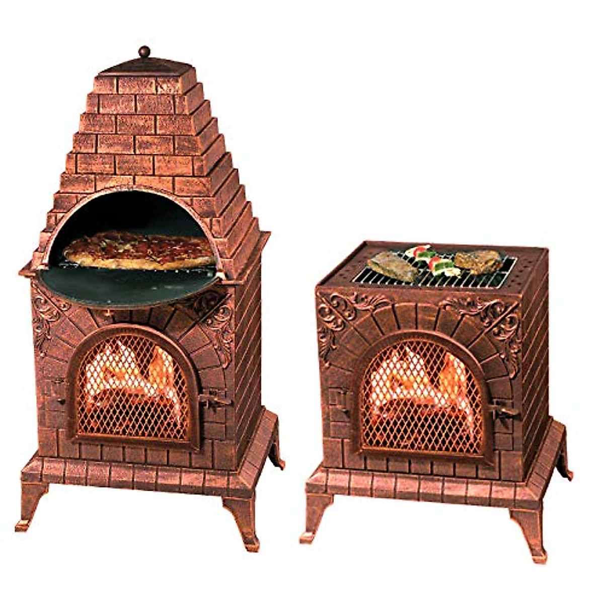 Deeco DM-0039-IA-C Aztec Allure Cast Iron Pizza Oven Chiminea