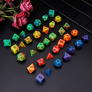7pcs/Set Luminous Polyhedral Sided Dice D4 D6 D8 D10 D12 D20 Set for Dungeons & Dragon D&D RPG Poly Game