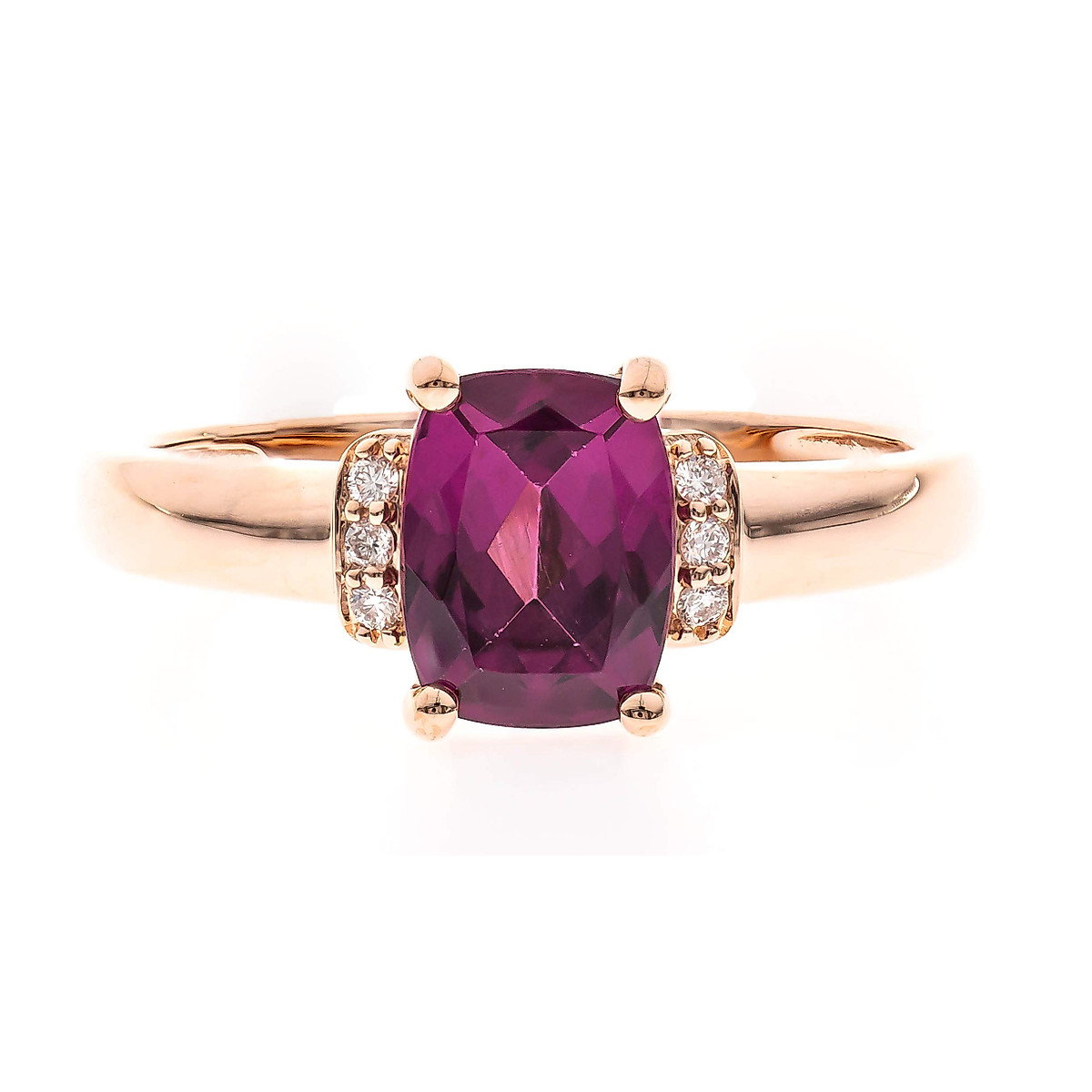 Gin & Grace 10K Rose Gold Purplish Pink Natural Garnet Diamond Ring (I1) with Daily Work Wear Jewelry for Women Gifts for Her