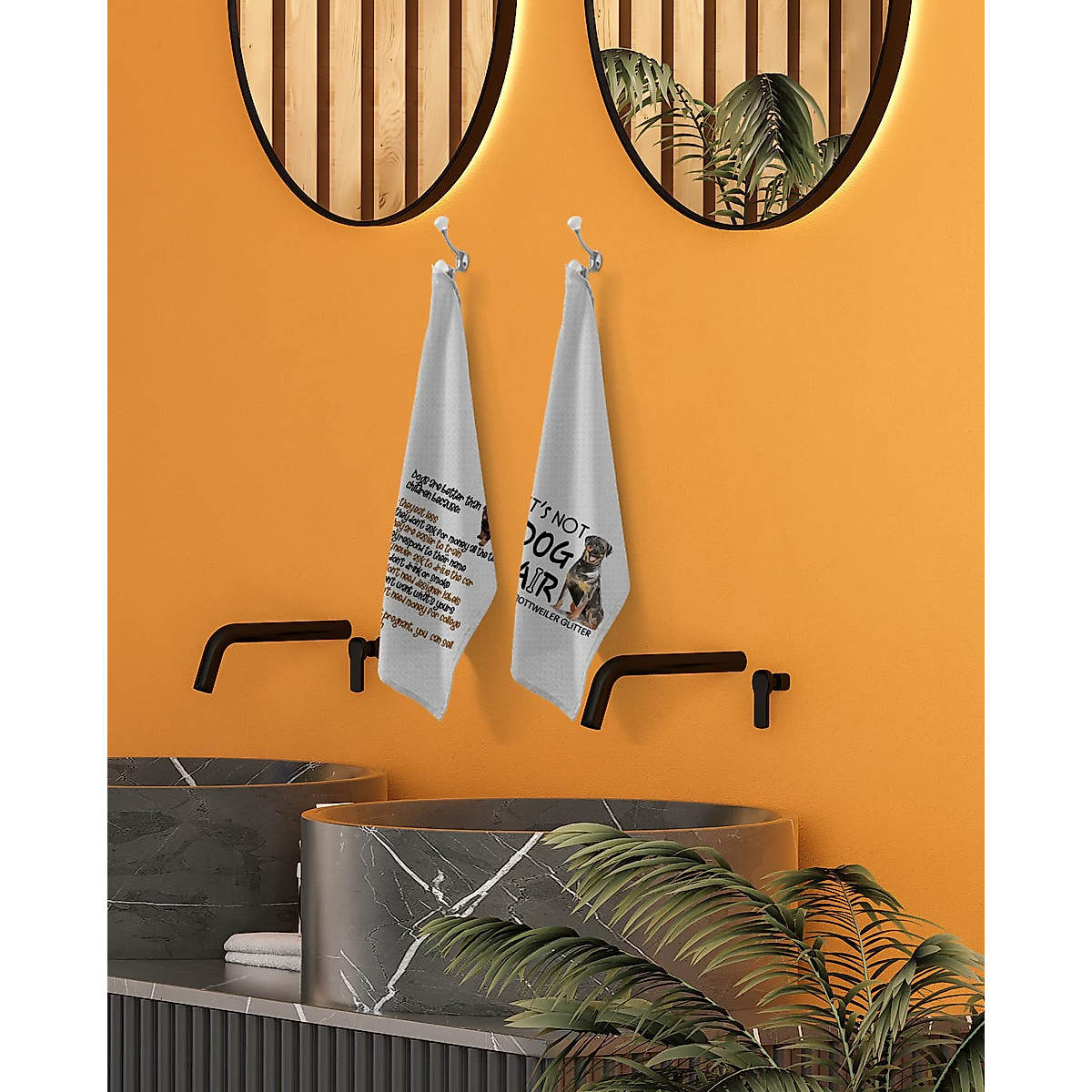 Funny Rottweiler Dog Absorbent Kitchen Towels And Dishcloths 16×24 Inches Set Of 4,Cute Rottweiler Lovers Gifts Hand Towel Dish Towel Tea Towel For Kitchen Bathroom Decor,Rottweiler Owners Gifts