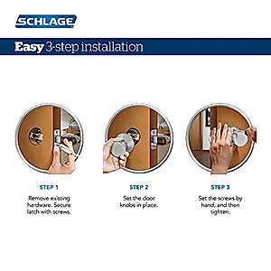 Schlage F40 ORB 605 Orbit Door Knob, Bed & Bath Privacy Lock, Bright Brass