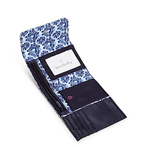 Vera Bradley Women's Cotton Riley Compact Wallet With RFID Protection, Island Tile Blue - Recycled Cotton, One Size